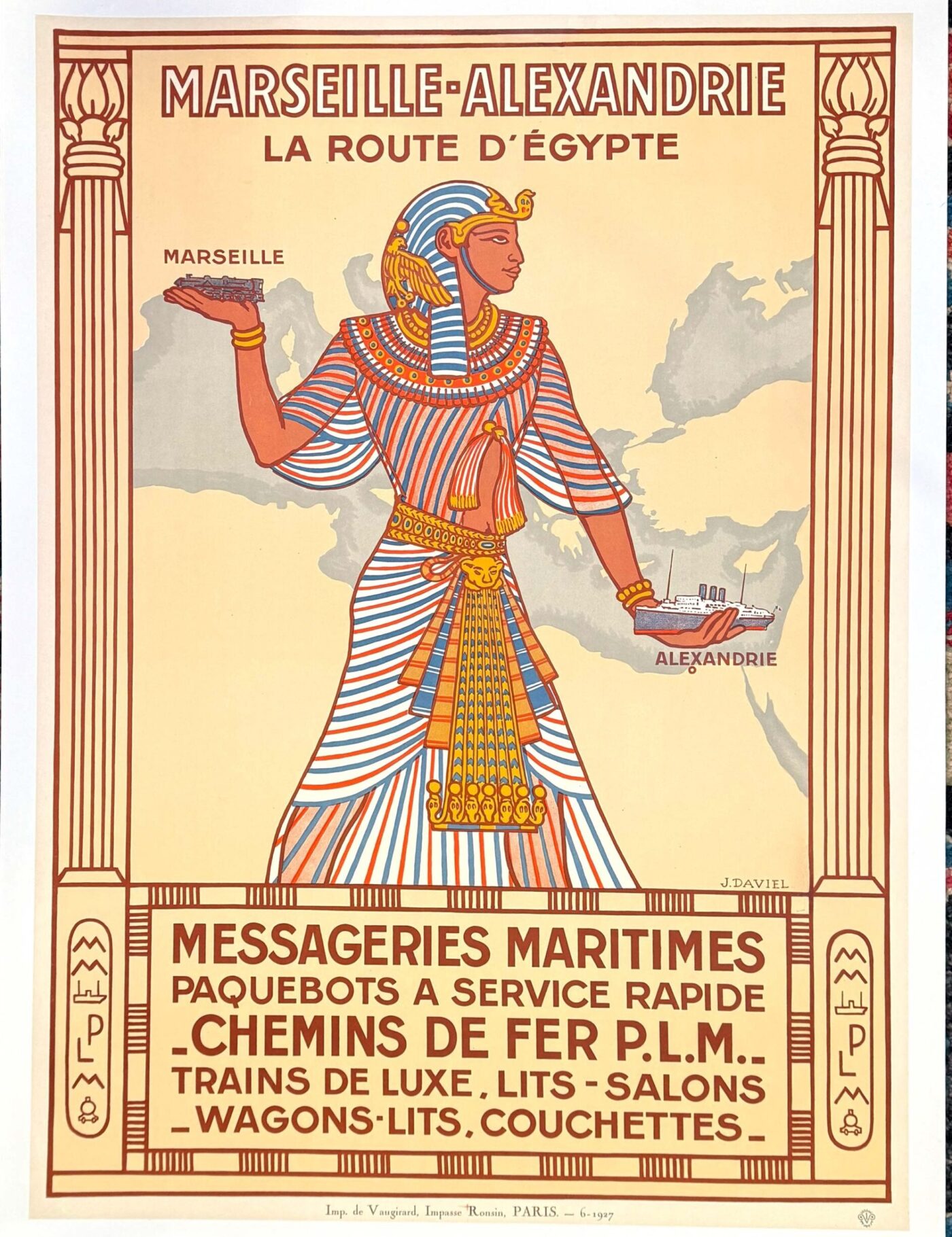 Messageries Maritimes Marseille-Alexandrie PLM by Daviel 1924 - Poster ...